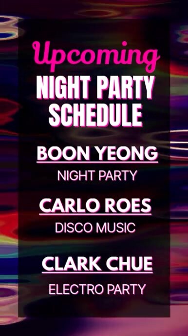 Upcoming Night Party Schedule Template | PosterMyWall