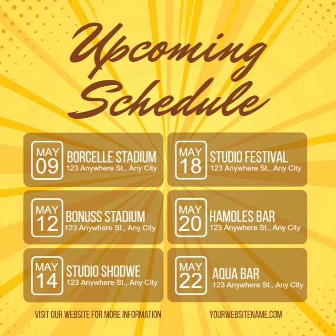 Copy of Upcoming Schedule Flyer | PosterMyWall