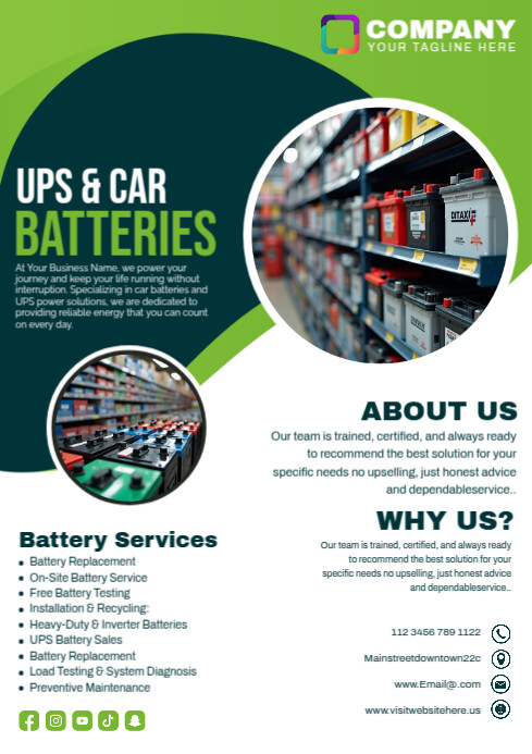 UPS and car batteries Template | PosterMyWall