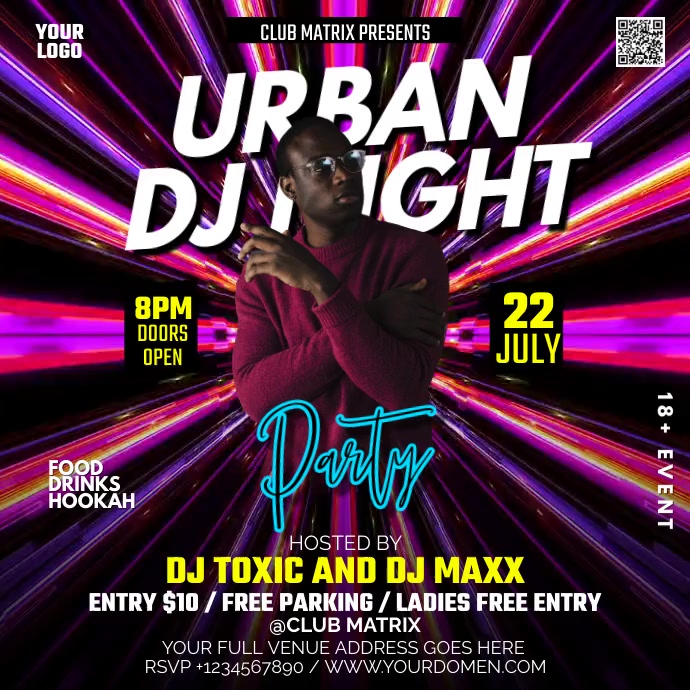 Urban dj night party Template | PosterMyWall