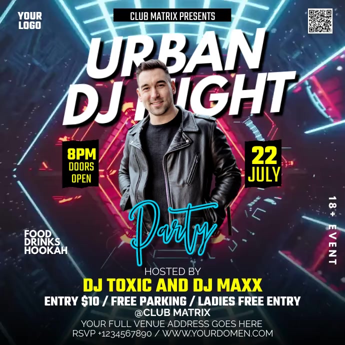 Urban dj night party Template | PosterMyWall