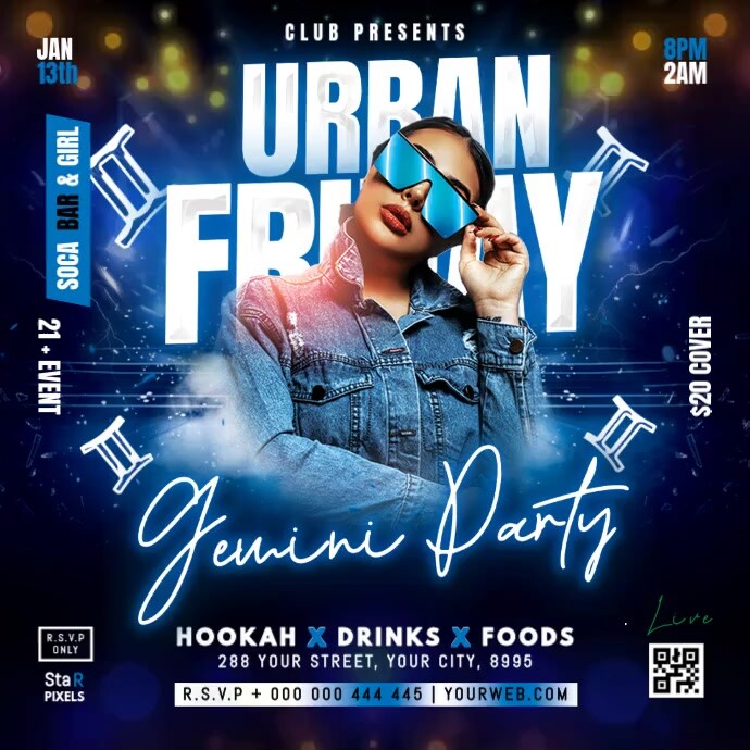 Urban Friday Gemini Party Template | PosterMyWall