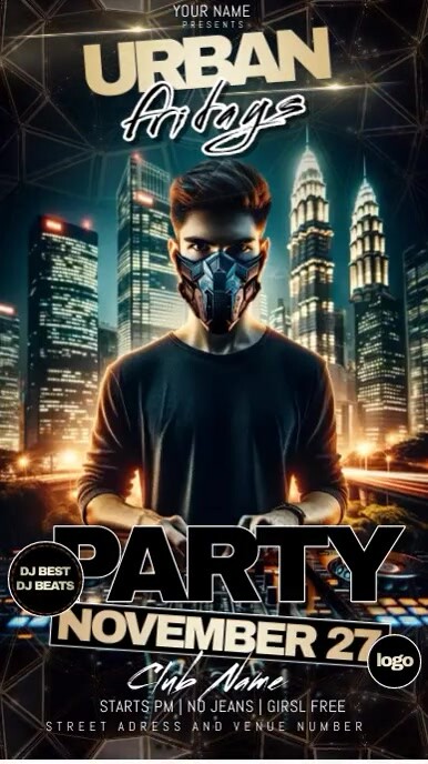 urban friday party night ad instagram story Template | PosterMyWall