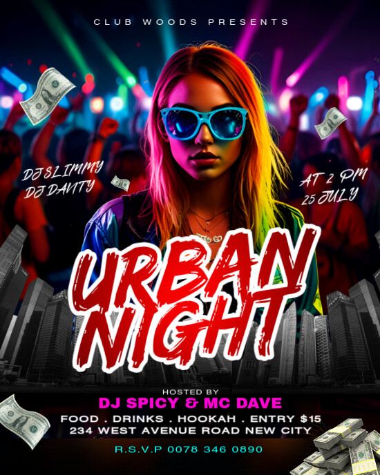 Urban night club Dj music disco party invitation free editable flyer ...