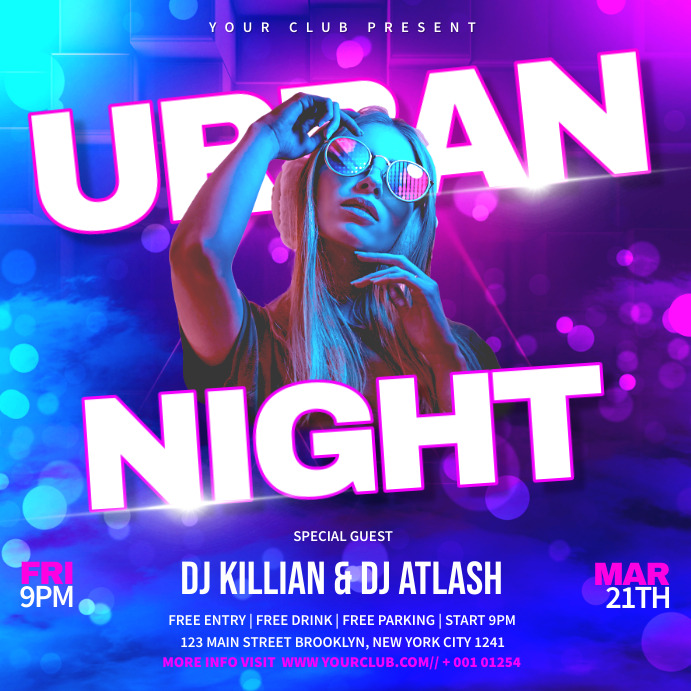 Urban night party flyer design Template | PosterMyWall