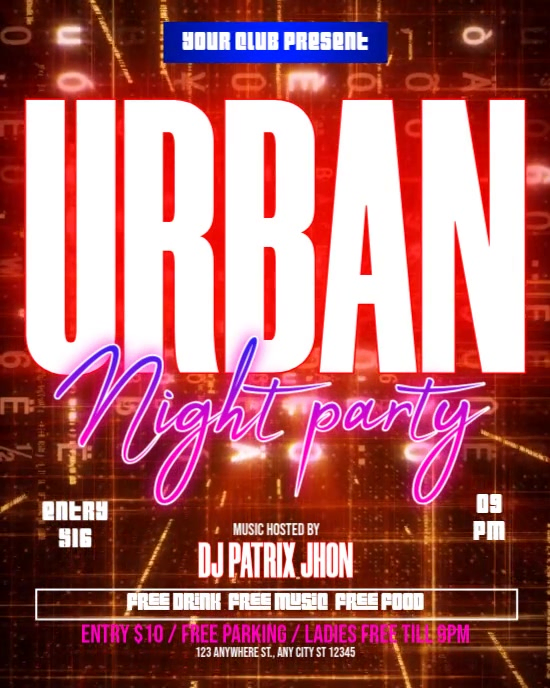 Urban Night Party Instagram Portrait Video Template | PosterMyWall