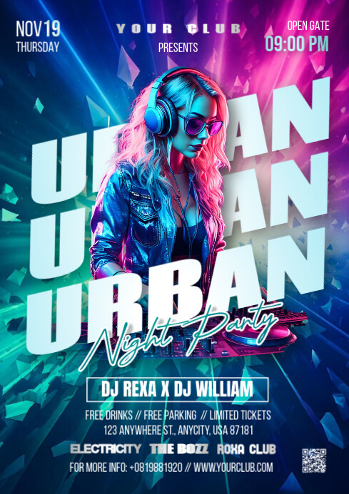 Copy of Urban Night Party Poster Flyer | PosterMyWall
