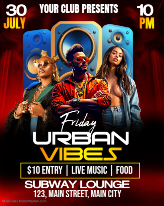urban night vibes party Template | PosterMyWall