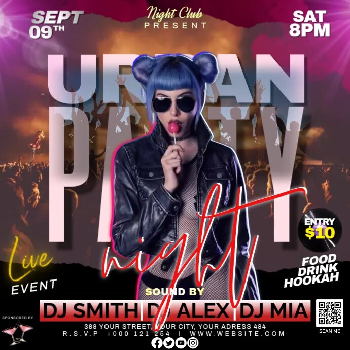 Plantilla de URBAN PARTY NIGHT | PosterMyWall