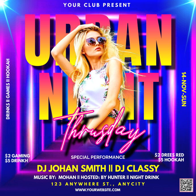 urban thursday night party flyer Template | PosterMyWall