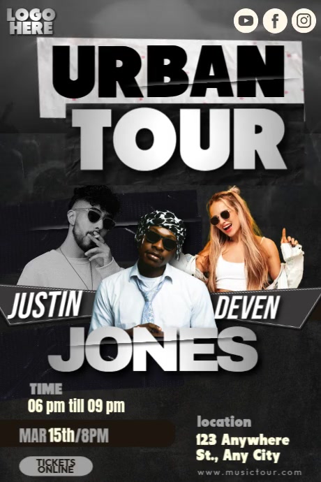 Urban Vibes Live Music Tour Template | PosterMyWall