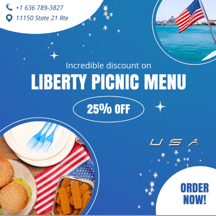 Plantilla de Usa independence day menu | PosterMyWall