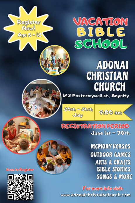 Copy of Vacation Bible School Flyer | Fun Summer Church Event for Kids ...