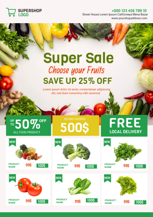 Vagetable Shop Templat | PosterMyWall