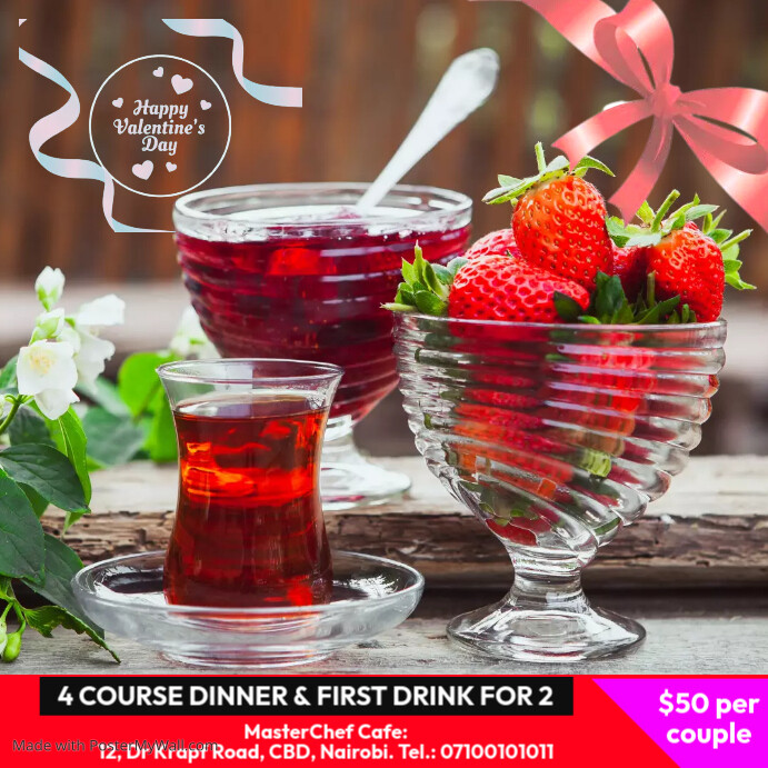 Val's day 4 course dinner Template | PosterMyWall