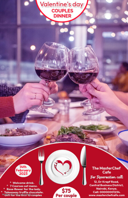 Val's day couples dinner Template | PosterMyWall
