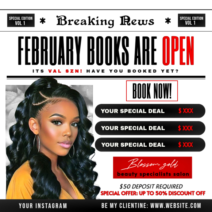 Val booking Template | PosterMyWall