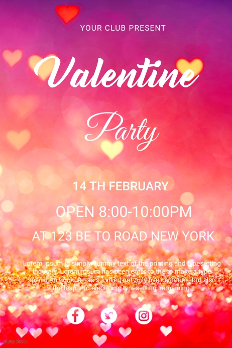 Plantilla de De Fiesta de San Valentin | PosterMyWall