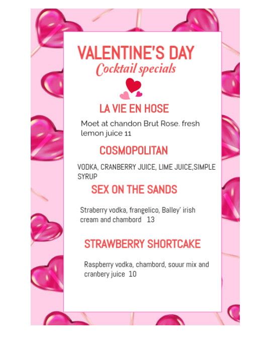 valentine's day cocktail table tent Template | PosterMyWall