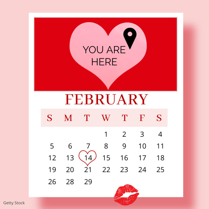 Copy of Valentine's Day Instagram post with calendar | PosterMyWall