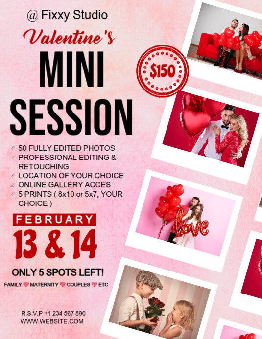 Copy of Valentine's Day Photo Session Promo Flyer (us Letter ...