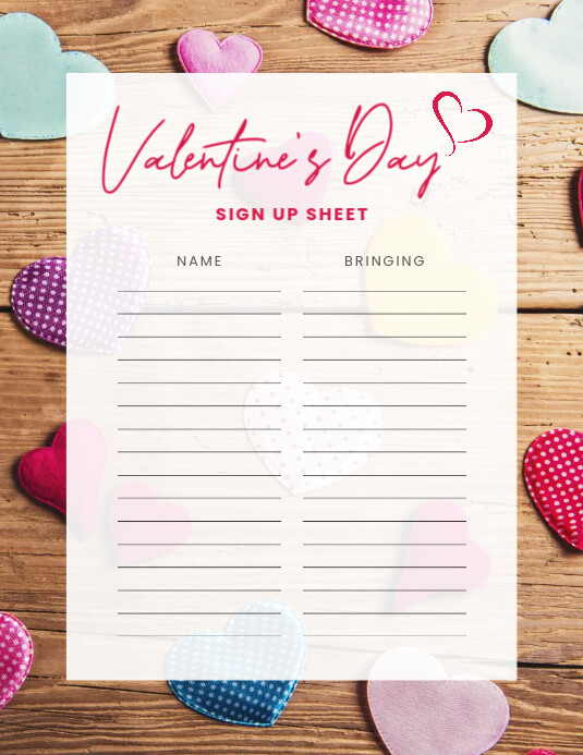 Copy of Valentine's Day sign up potluck sheet print | PosterMyWall