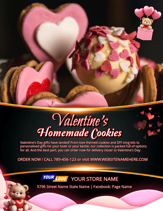 Valentine's Homemade Cookies Sale Ad Flyer Template | PosterMyWall