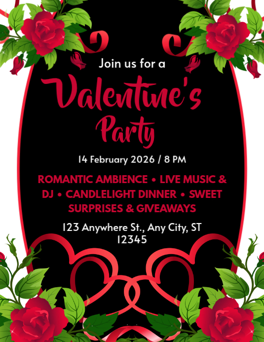 Valentine’s Day Party Invitation Template | PosterMyWall