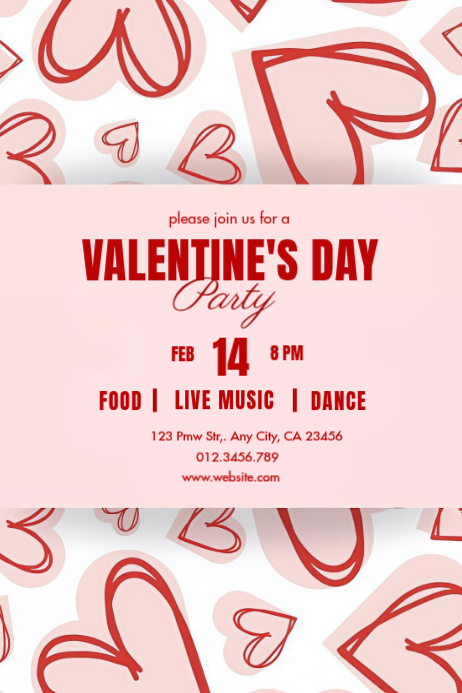 Valentine’s Day Party Invitation Template | Romantic Event Social Media ...