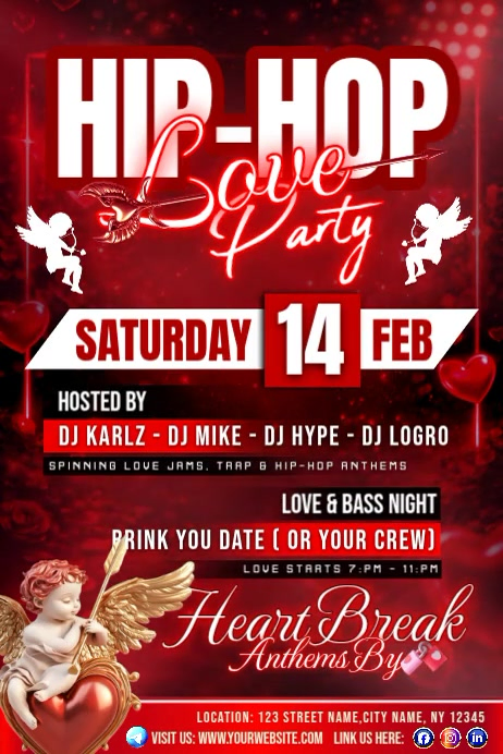 Valentine’s Hip-Hop Love Party Template | PosterMyWall