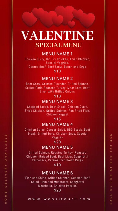 Copy of valentine's, romantic, event,menu,party | PosterMyWall