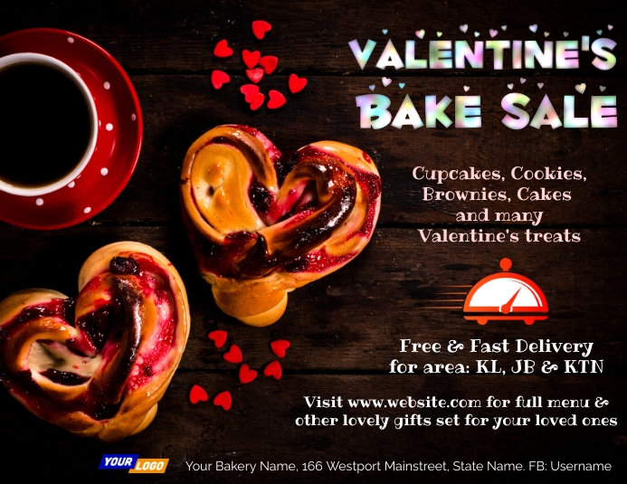 Valentine's Bake Sale Flyer Template | PosterMyWall