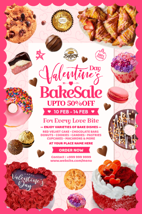Copy of Valentine's Bake Sale Poster Template | PosterMyWall