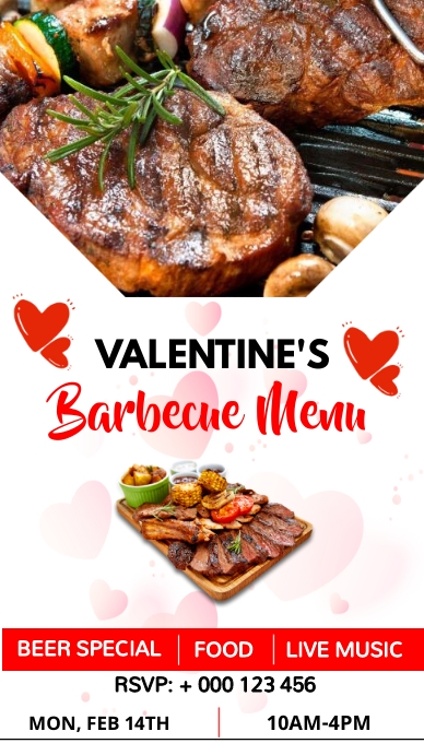 Valentine's Barbecue Menu Template | PosterMyWall