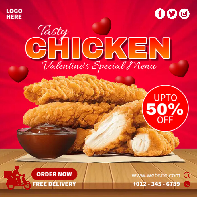 Valentine's Chicken Special Menu Template | PosterMyWall
