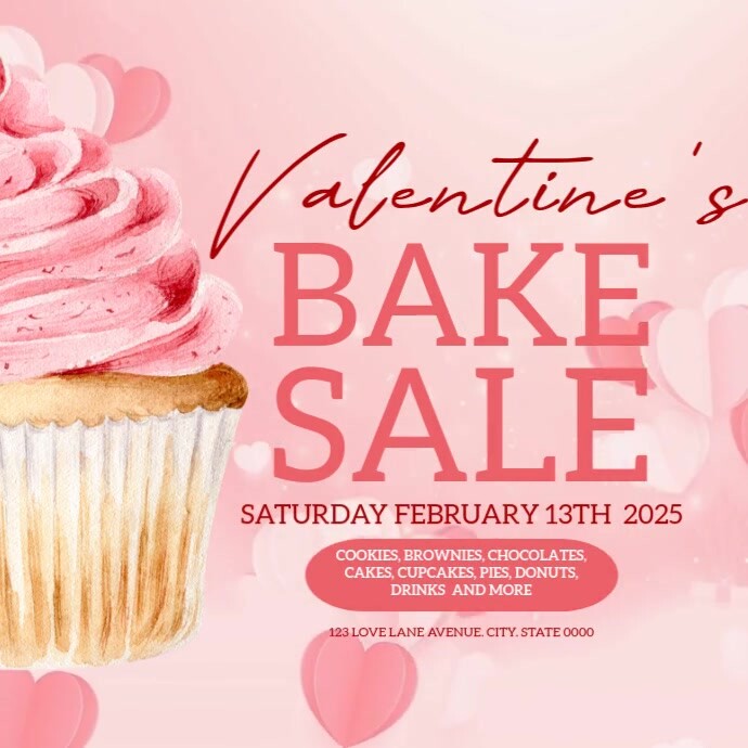 valentine's day bake sale ad design template | PosterMyWall