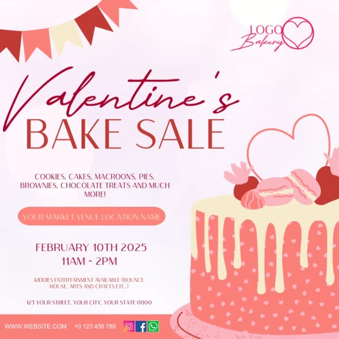 Valentine's day bake sale event design template | PosterMyWall