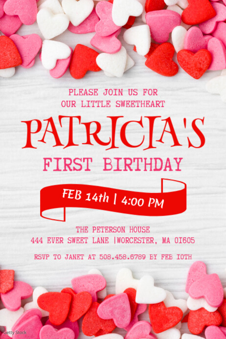 Heart Birthday Invitation Valentine Birthday Invitation Candy Birthday ...