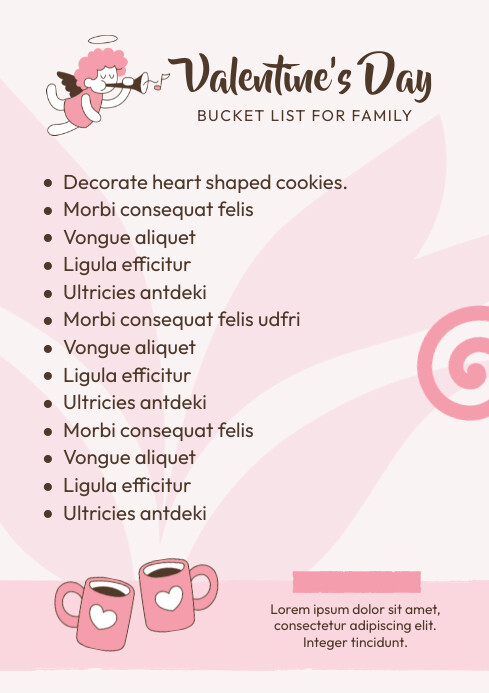Valentine's Day Bucket List For Family Template | PosterMyWall