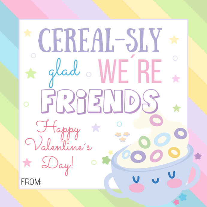 Valentine's Day Cereal Box Printable Gift Tags Template | PosterMyWall