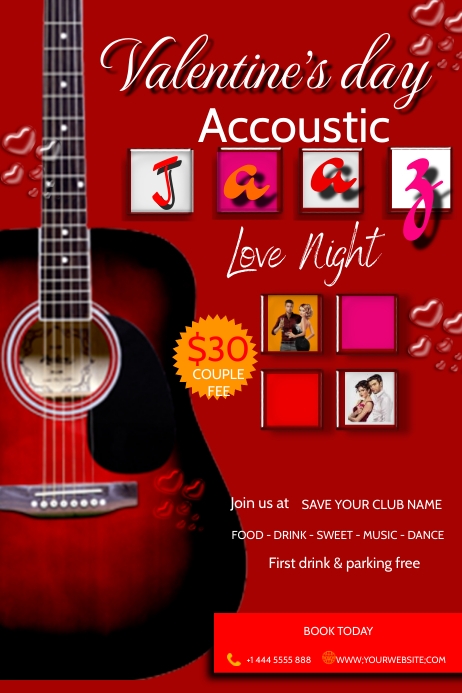 valentine's day club concert flyer Template | PosterMyWall