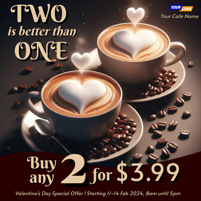 Valentine's Day Coffee Special Offer Template | PosterMyWall