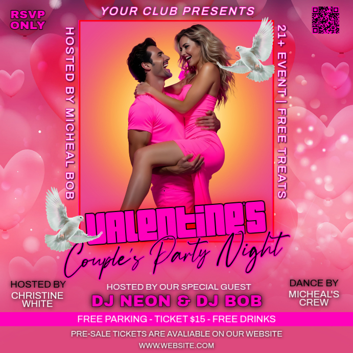 Valentine's Day Couples Party Flyer | Valentines Couple's Night Club ...