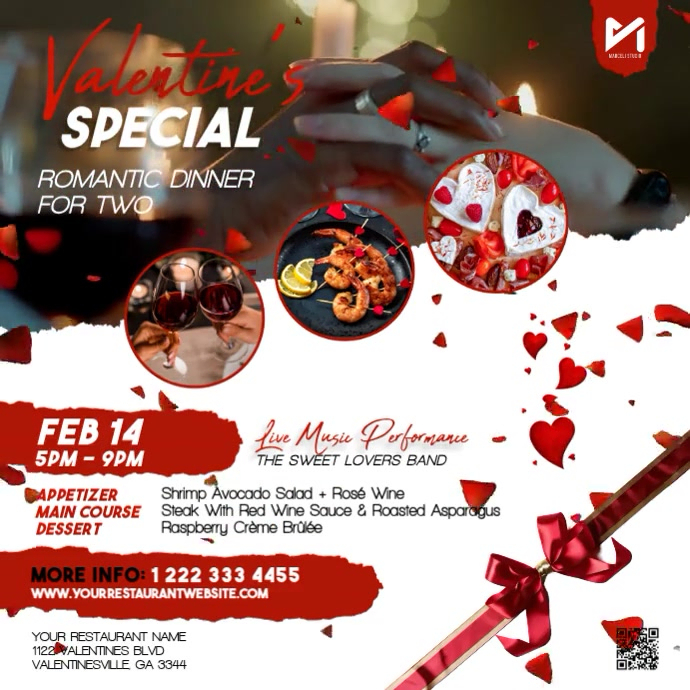 Copy of Valentine's Day Dinner Ad Video Flyer | PosterMyWall