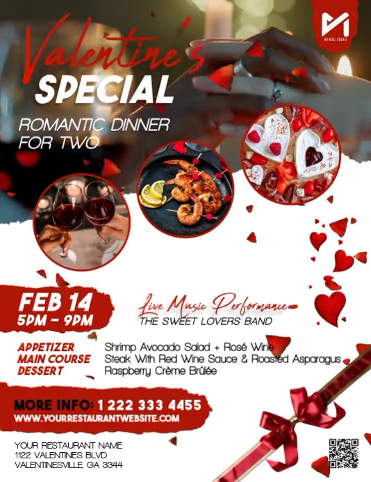 Valentine's Day Dinner Ad Video Flyer | PosterMyWall