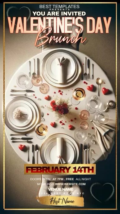 valentine's day dinner brunch ad template | PosterMyWall