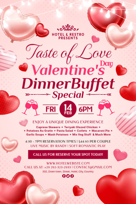 Valentine's Day Dinner Buffet Template | PosterMyWall