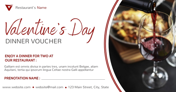 Valentine's day dinner gift voucher Template | PosterMyWall