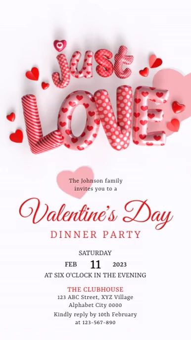 Valentine's Day Dinner Invitation Template | PosterMyWall