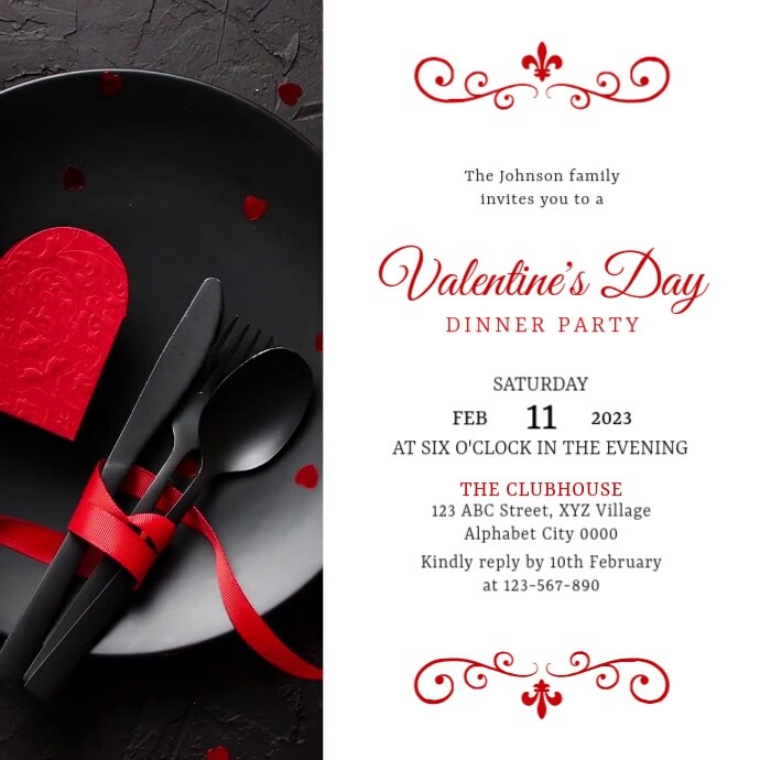 Valentine's Day Dinner Invitation Template | PosterMyWall